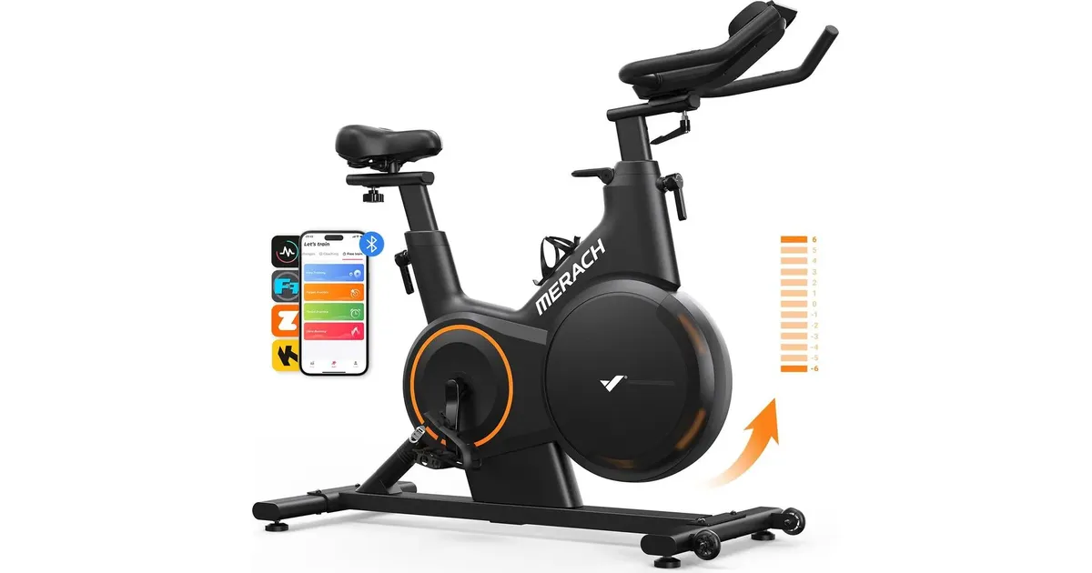 Merach - Heimtrainer Fahrrad, magnetisches Fitnessbike mit APP für ...