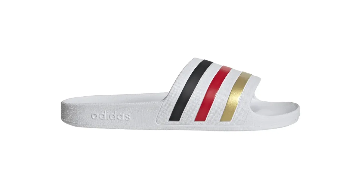 adidas Adilette Aqua Cloud White / Core Black / Gold Metallic 42 (Juni ...