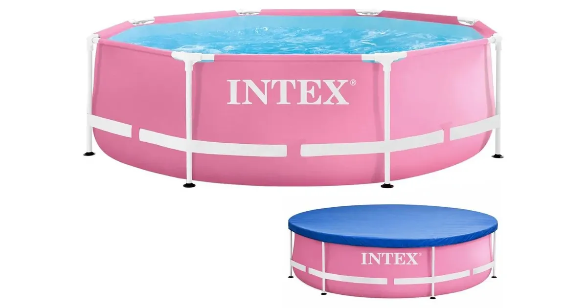 Intex Metal Frame Pool 244 x 76 cm inkl. Abdeckplane Pink (Juni 2026 ...