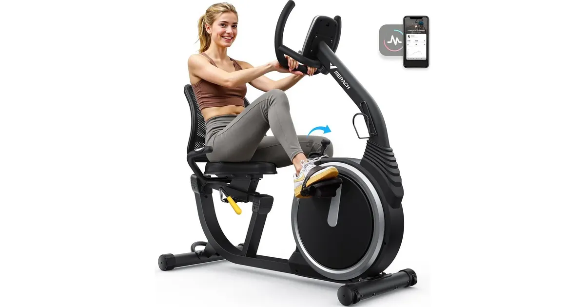 Merach Liege-Heimtrainer für Zuhause, gelenkschonendes Fitnessbike bis ...